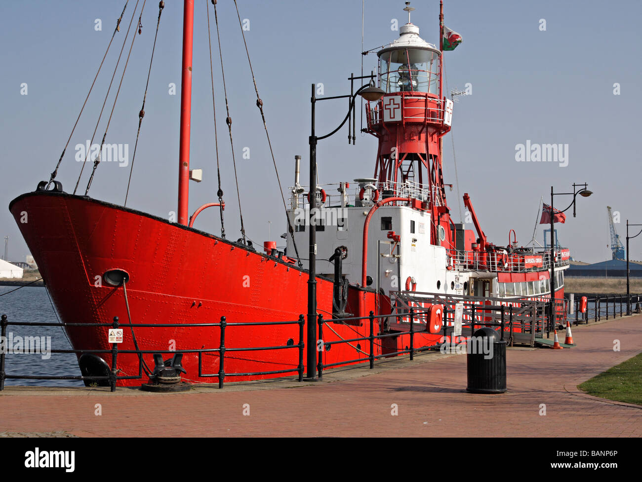 The Helwick LV14, Lightship, moored in Cardiff Docks quayside Wales UK ...