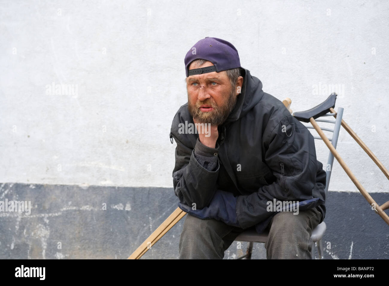 Disabled homeless man Stock Photo - Alamy