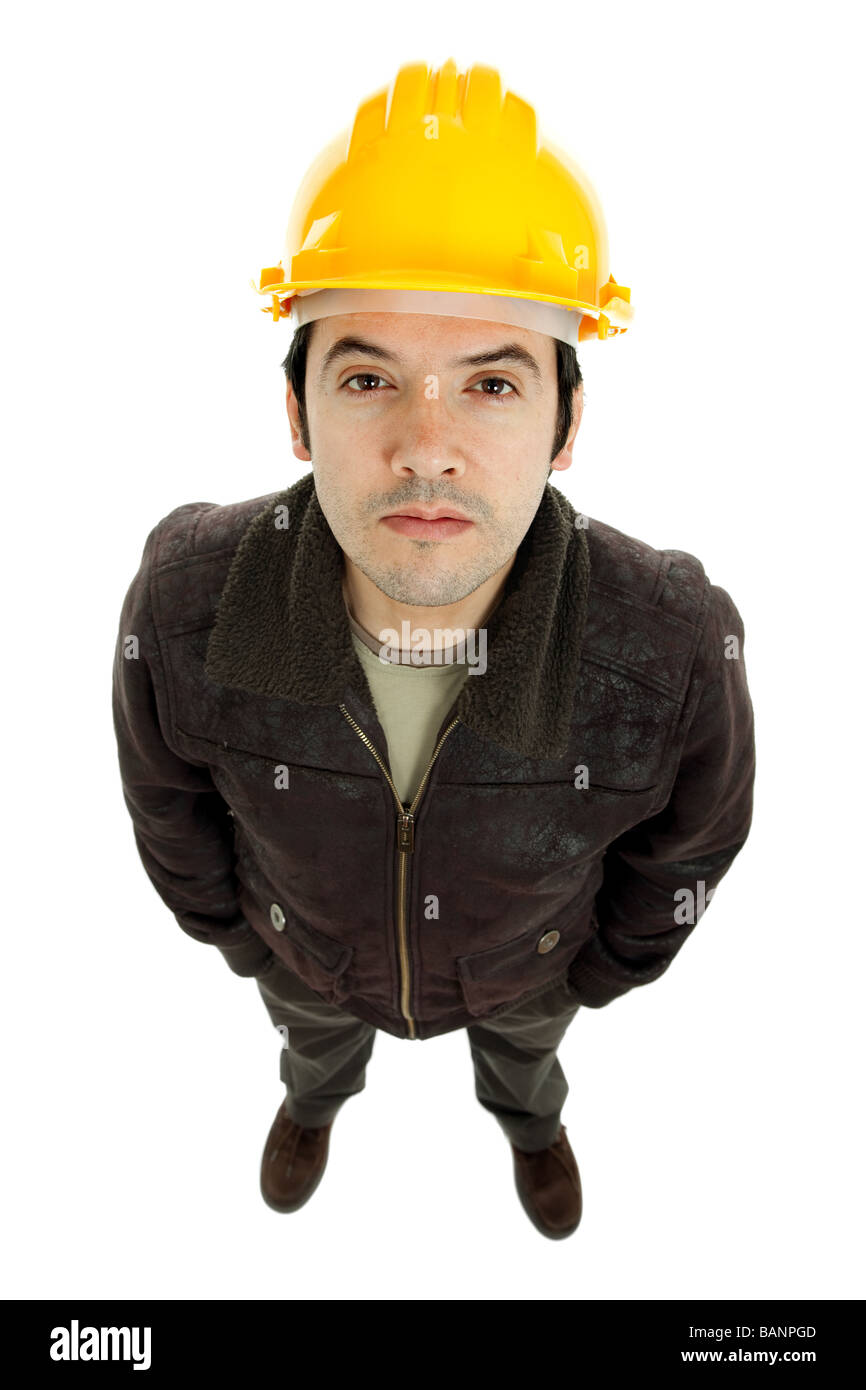 young worker full body in a white background Stock Photo - Alamy