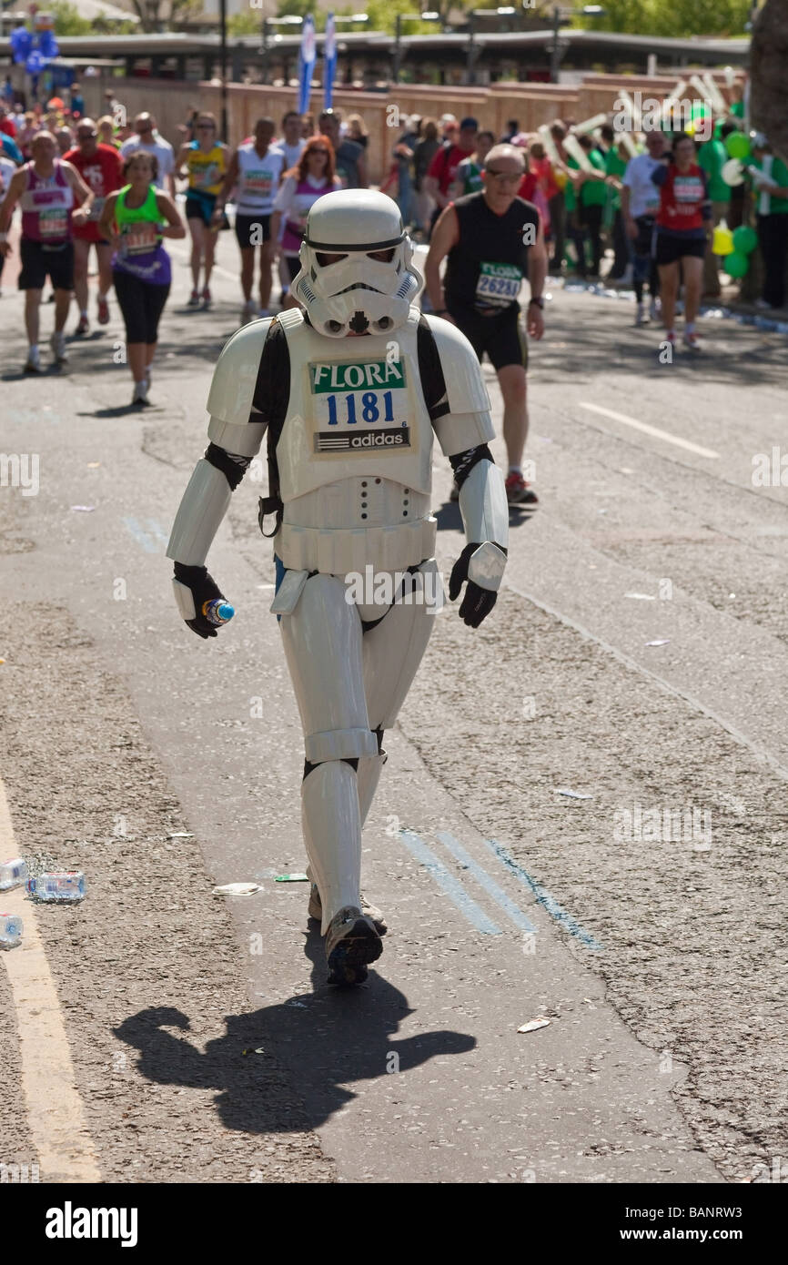 Runner in fancy dress as a Stormtrooper at the the Flora London ...