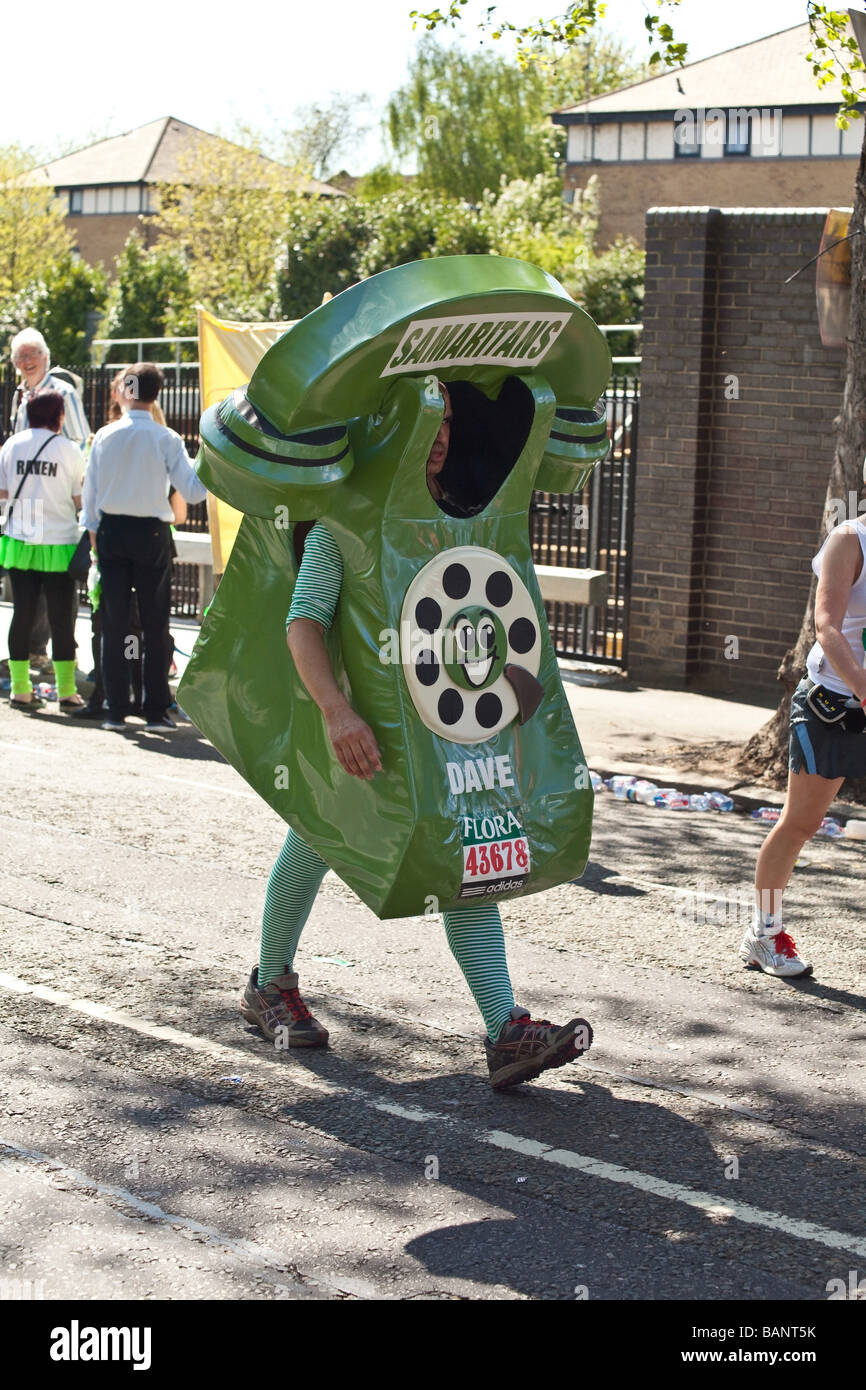 Fancy dress Athlete running the Flora London Marathon 2009 at Mudchute ...