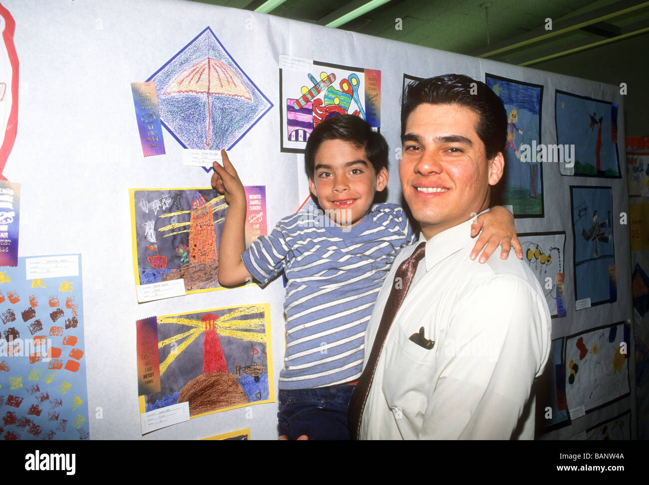 Father son boy point award art display school bulletin board show win ...