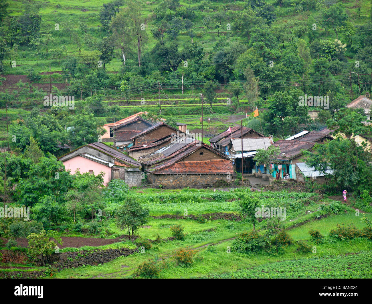 landscape, houses in the farm. village Stock Photo - Alamy