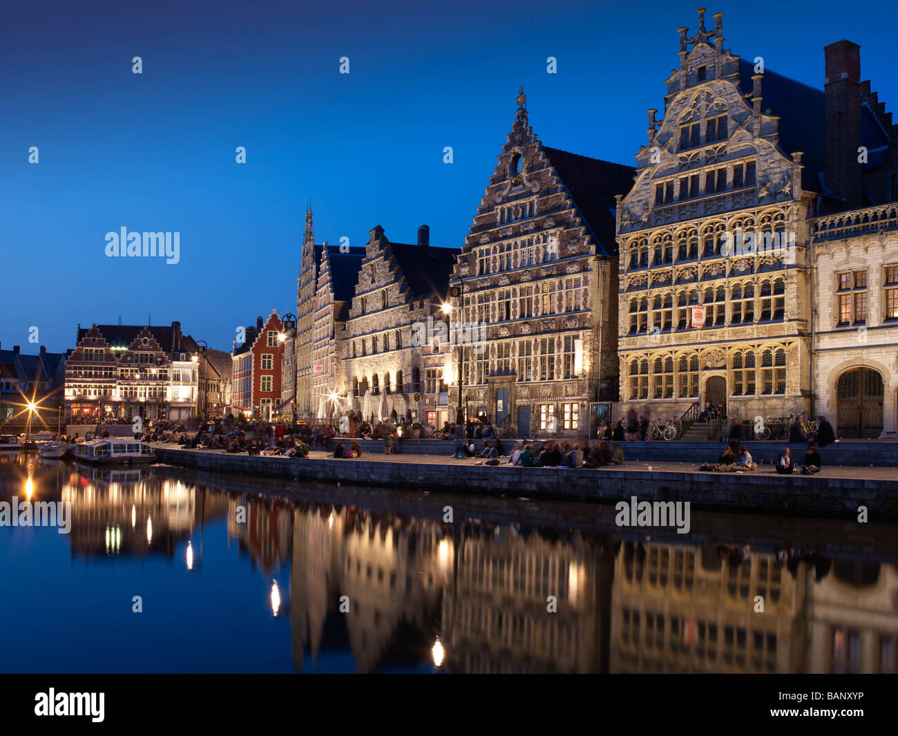 Graslei and Korenlei waterfront of Ghent Stock Photo - Alamy