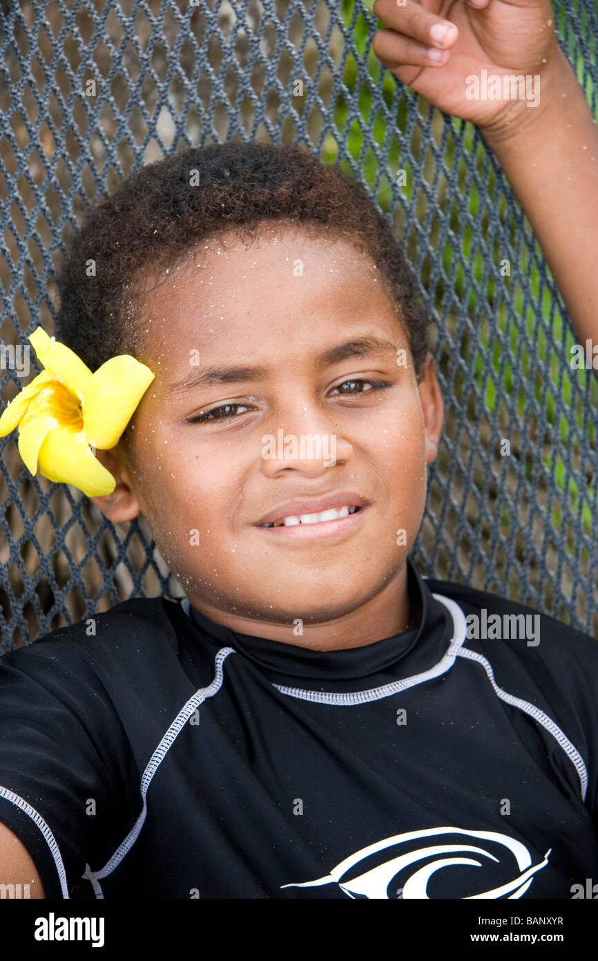 Boy with flower Stock Photo - Alamy