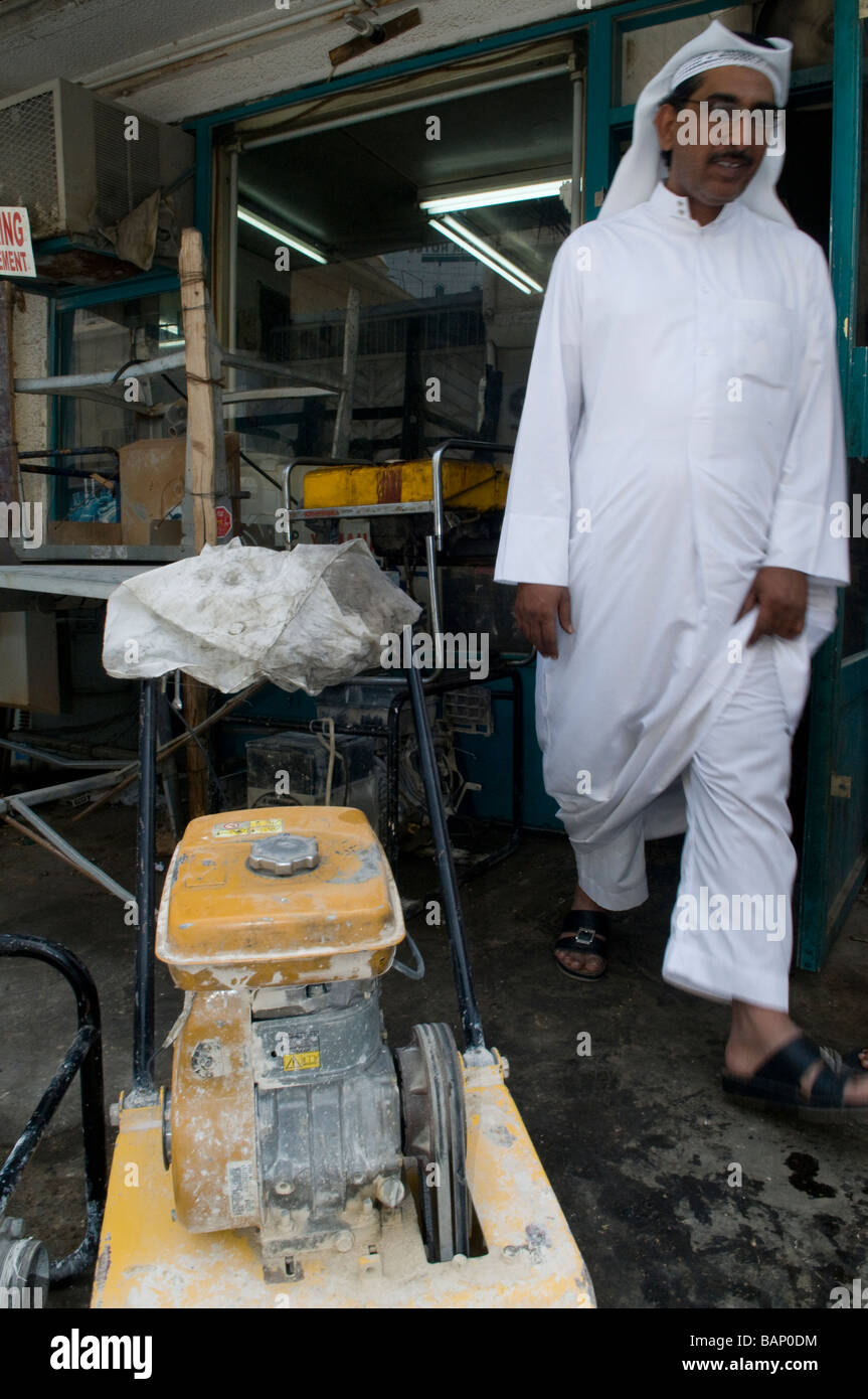 Engineering shop in the old quarter of Doha with building equipment in ...