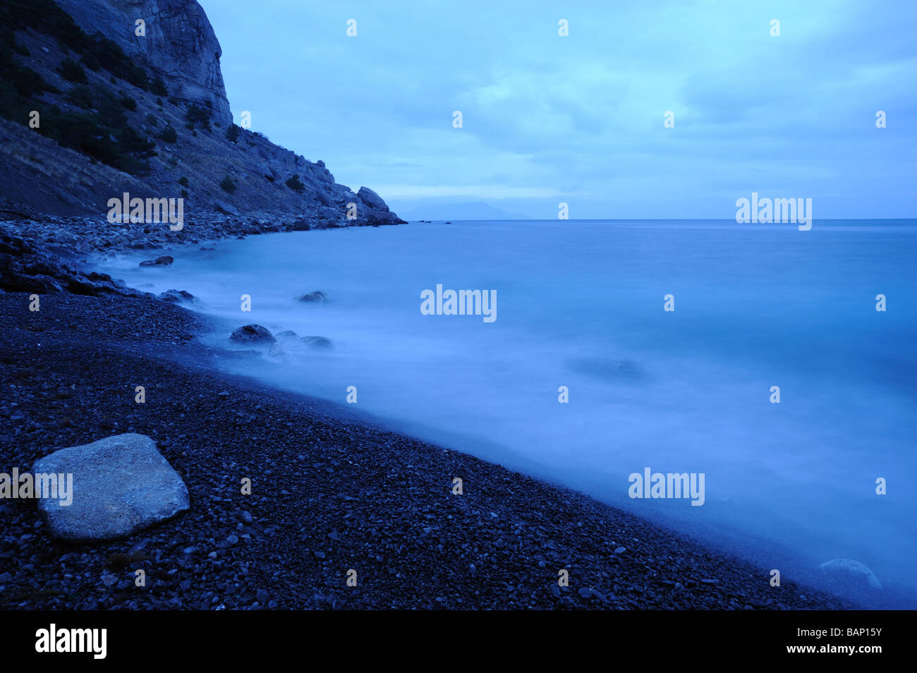 The night sea The sea photographed at a dawn with long endurance Crimea ...