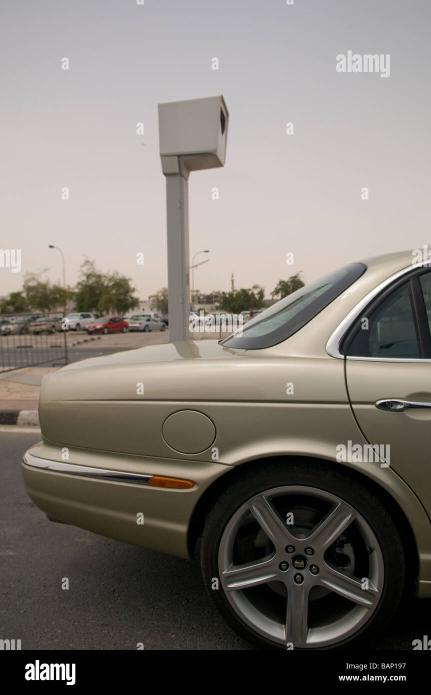 Jaguar Saloon stationary in front of a speed camera in Doha Qatar Stock ...