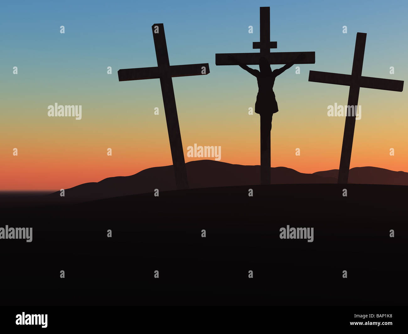 The crucifixion A cross with Jesus Christ A bible theme Stock Photo - Alamy