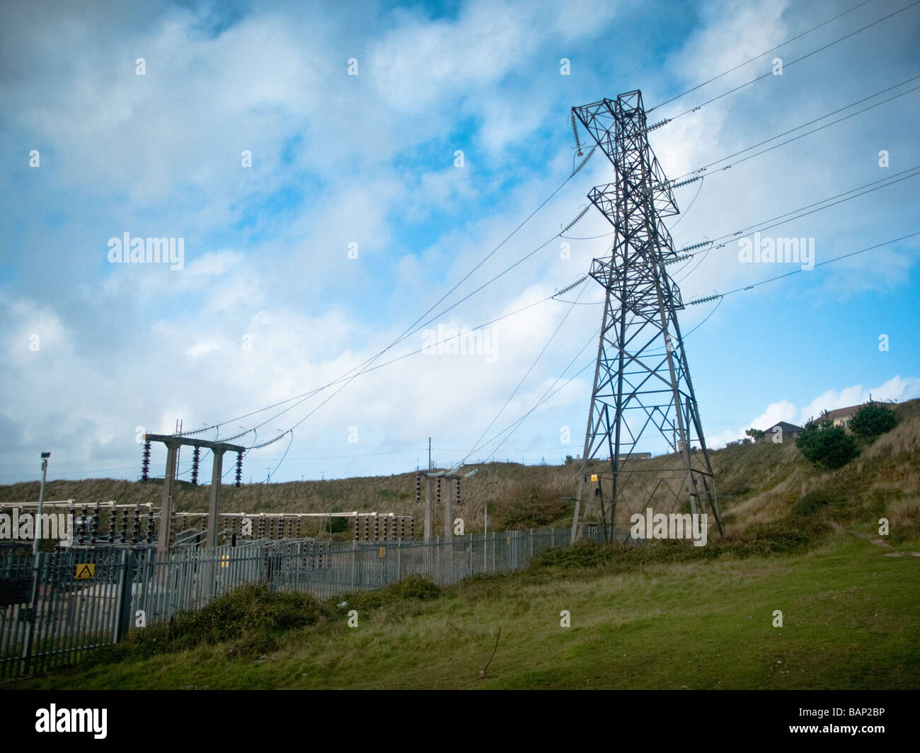 Electricity pylons sub station hi-res stock photography and images - Alamy