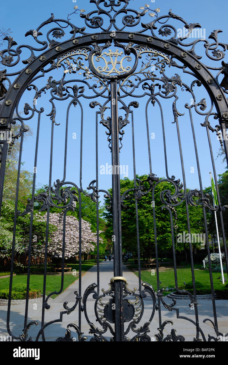 Gate leading into Holland Park Kensington High Street London Stock ...
