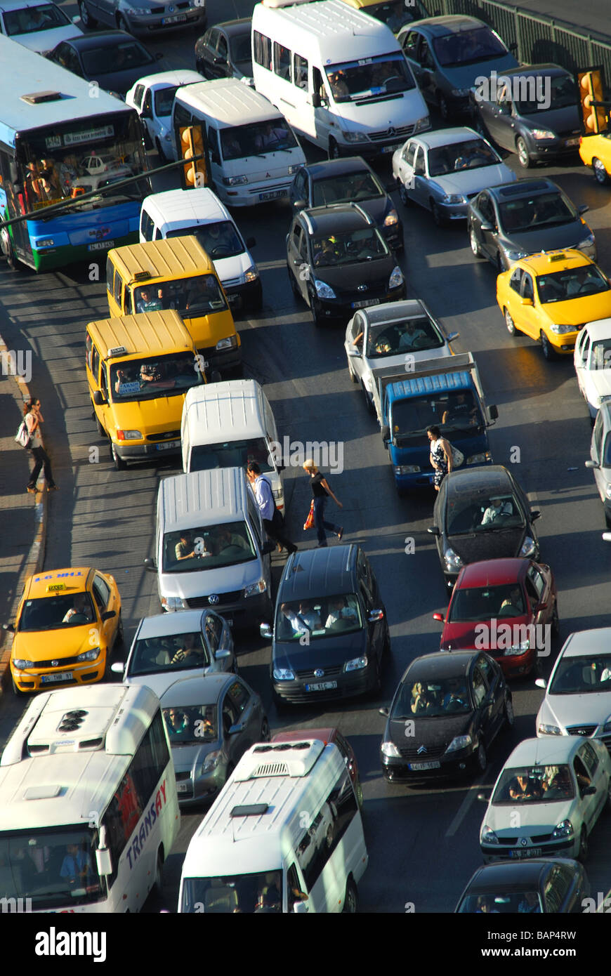 ISTANBUL, TURKEY. Evening rush hour traffic in Beyoglu district. 2008 ...