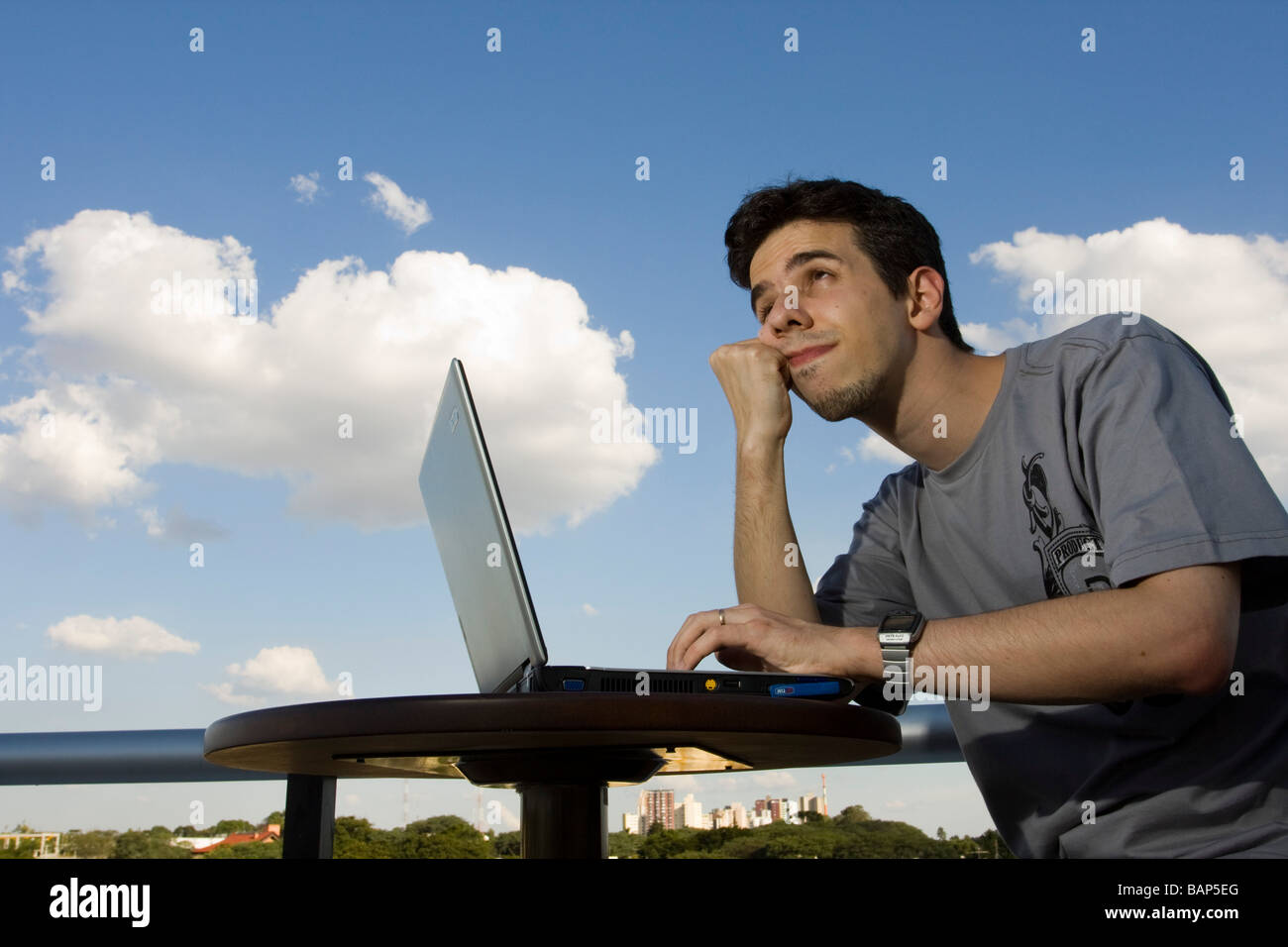 Man at his computer after lost his data on cloud computing at google ...