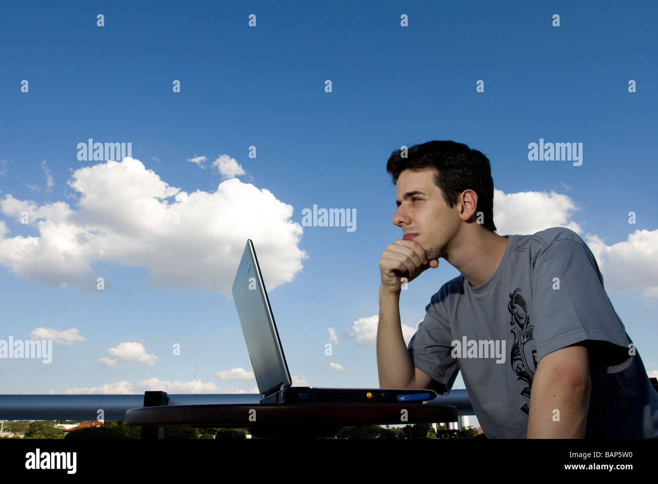 Man at his computer after lost his data on cloud computing at google ...