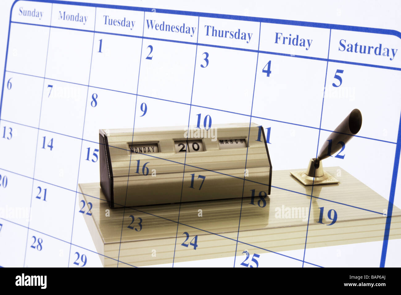Calendar and Pen Holder Stock Photo - Alamy