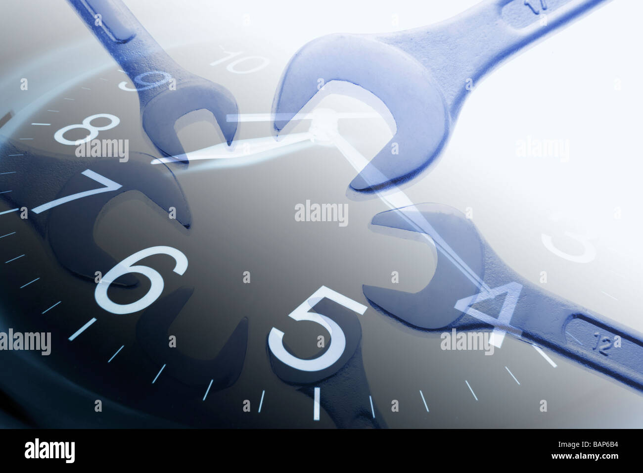 Clock and Spanners Stock Photo - Alamy