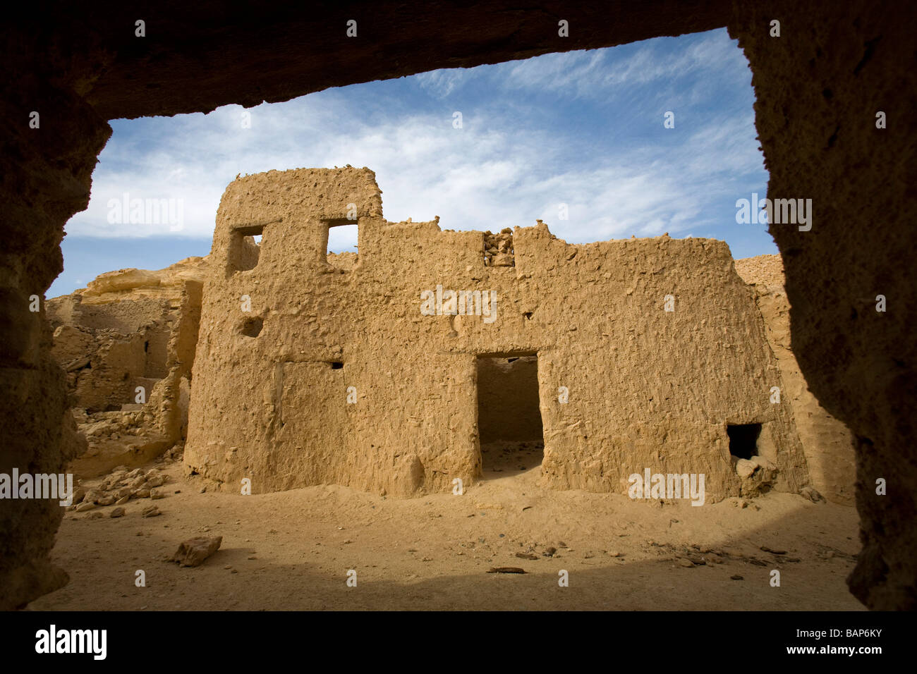 Siwa Town, Siwa Oasis, Egypt; Mud-brick building in Fortress of Shali ...
