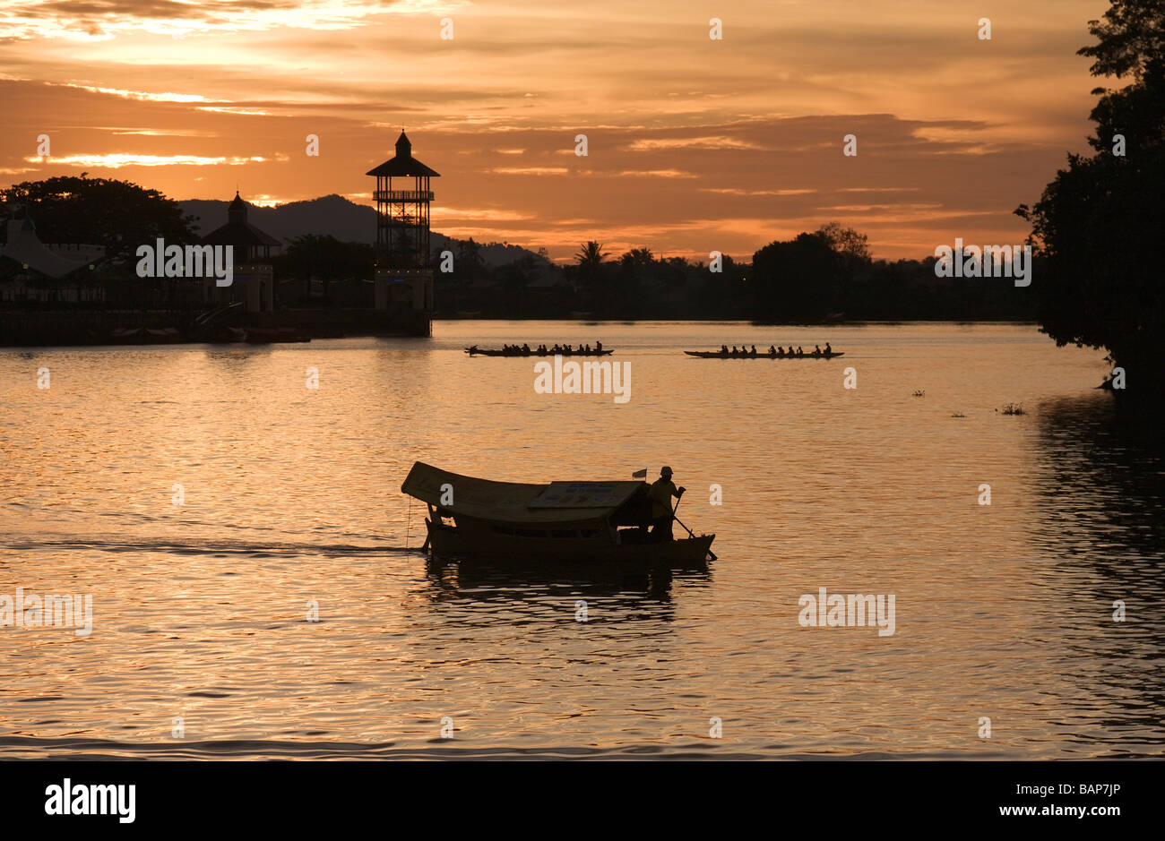 Kuching River at sunset Kuching Sarawak Borneo Stock Photo - Alamy