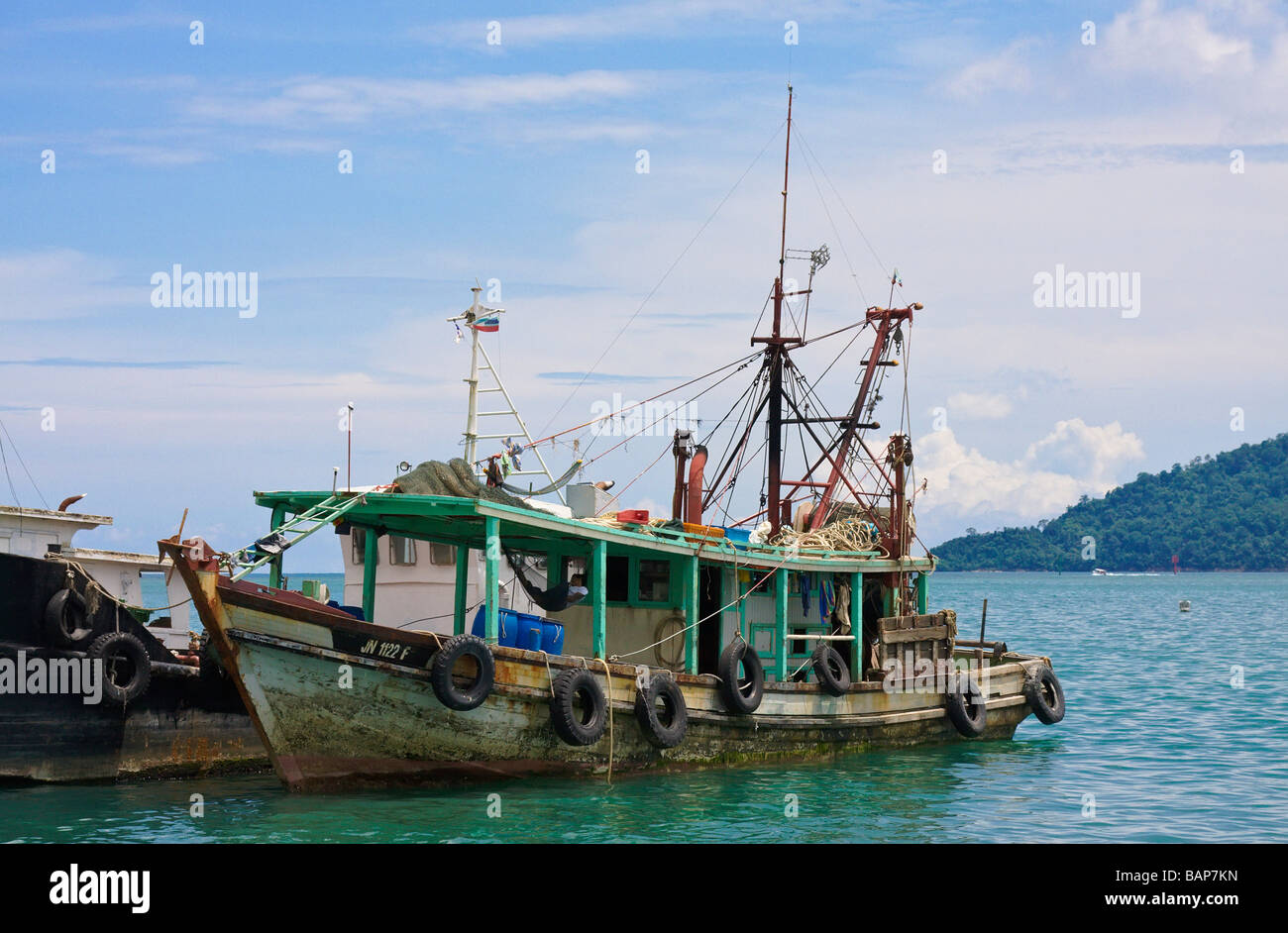 Traditional fishing boats on the waterfront Kota Kinabalu Sabah Borneo ...
