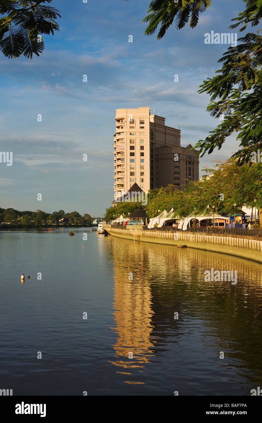 Modern tower block and river Kuching Sarawak Borneo Stock Photo - Alamy