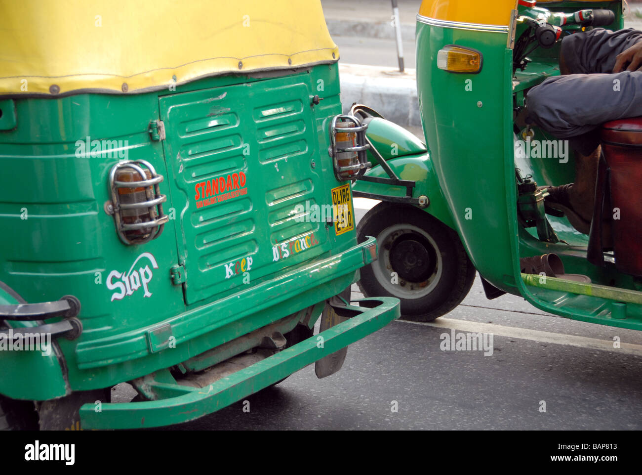 Auto rickshaws in busy traffic in Delhi India Stock Photo - Alamy