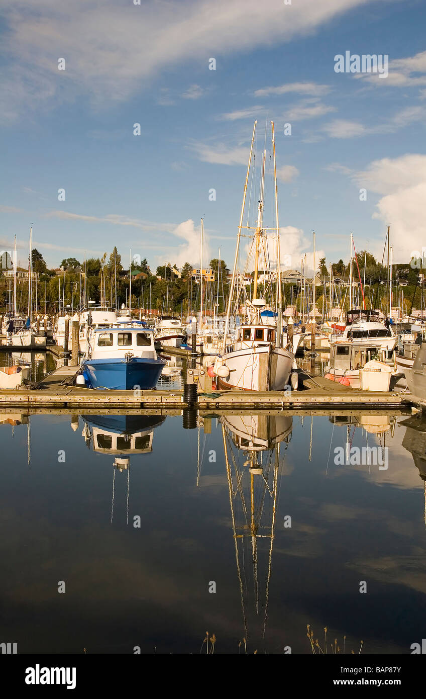 Colorful yachts at the dock at a marina Stock Photo - Alamy