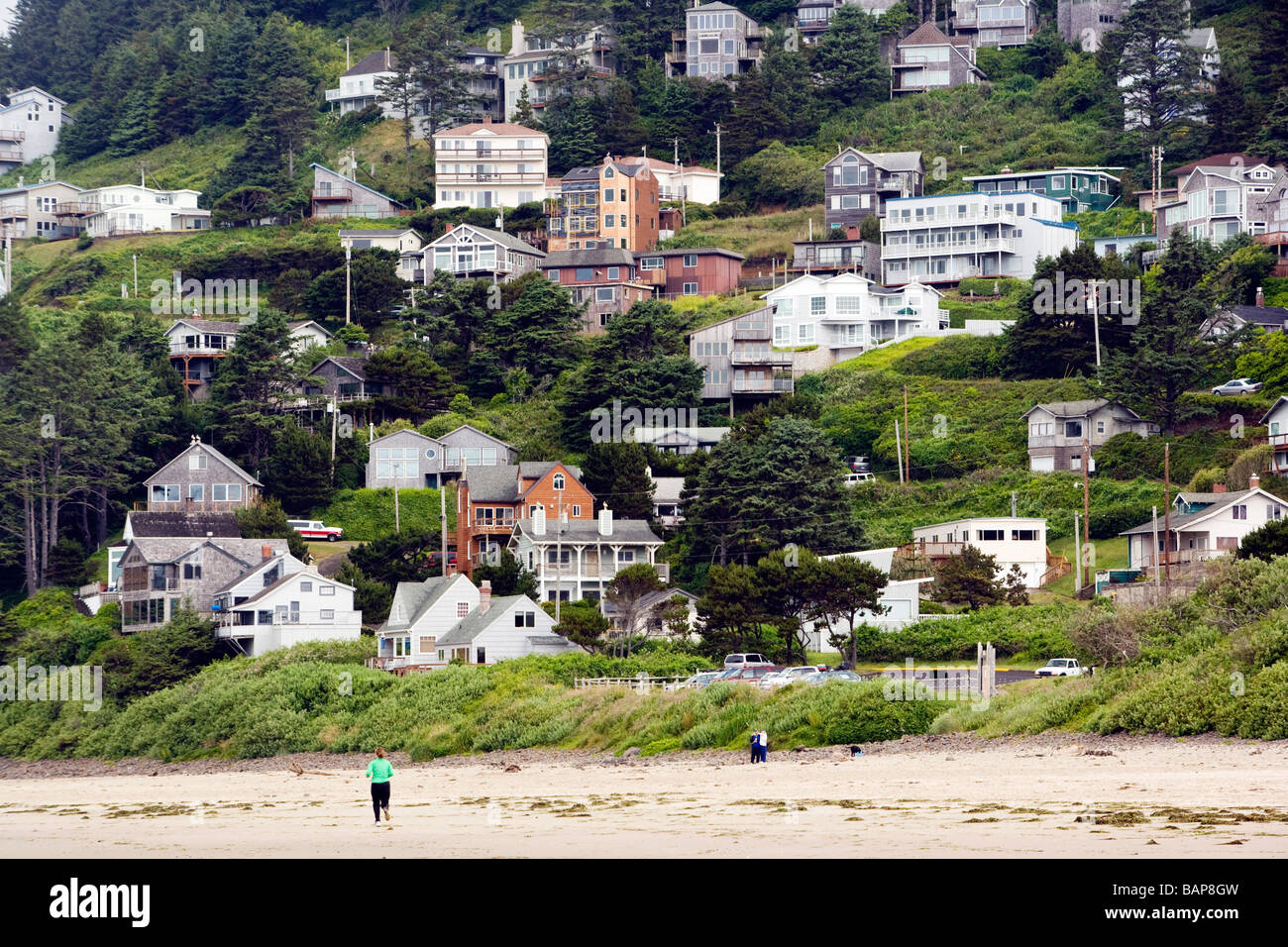 Beach and city view - Oceanside, Oregon Stock Photo - Alamy