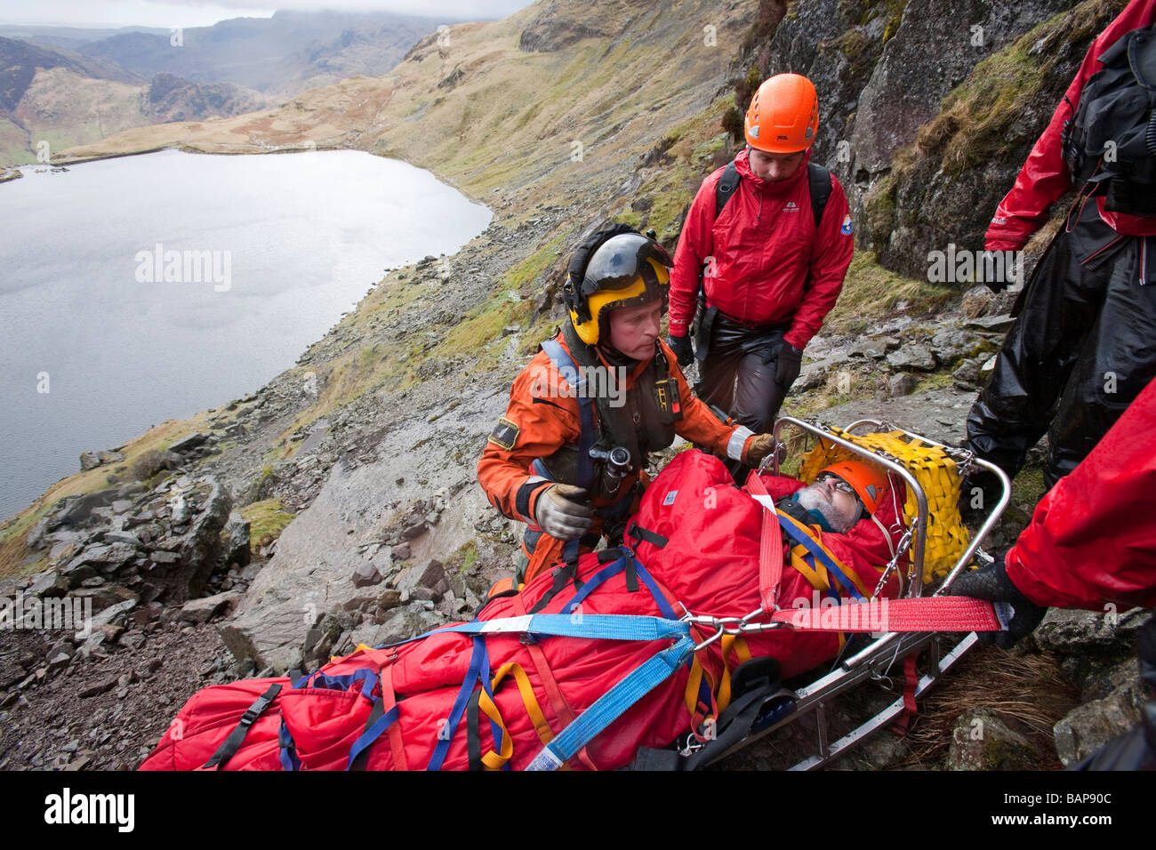 A walker with a compound leg fracture is treated by Langdale Ambleside ...