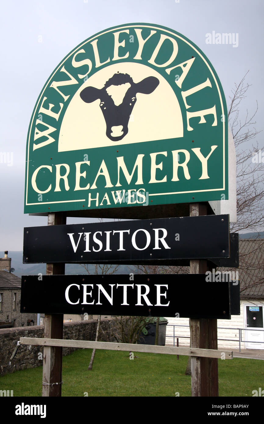 Wensleydale Creamery sign at entrance to visitor centre Stock Photo - Alamy