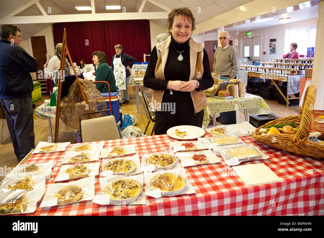 farmers market stall at Rickinghall Village Hall in Suffolk, UK Stock ...