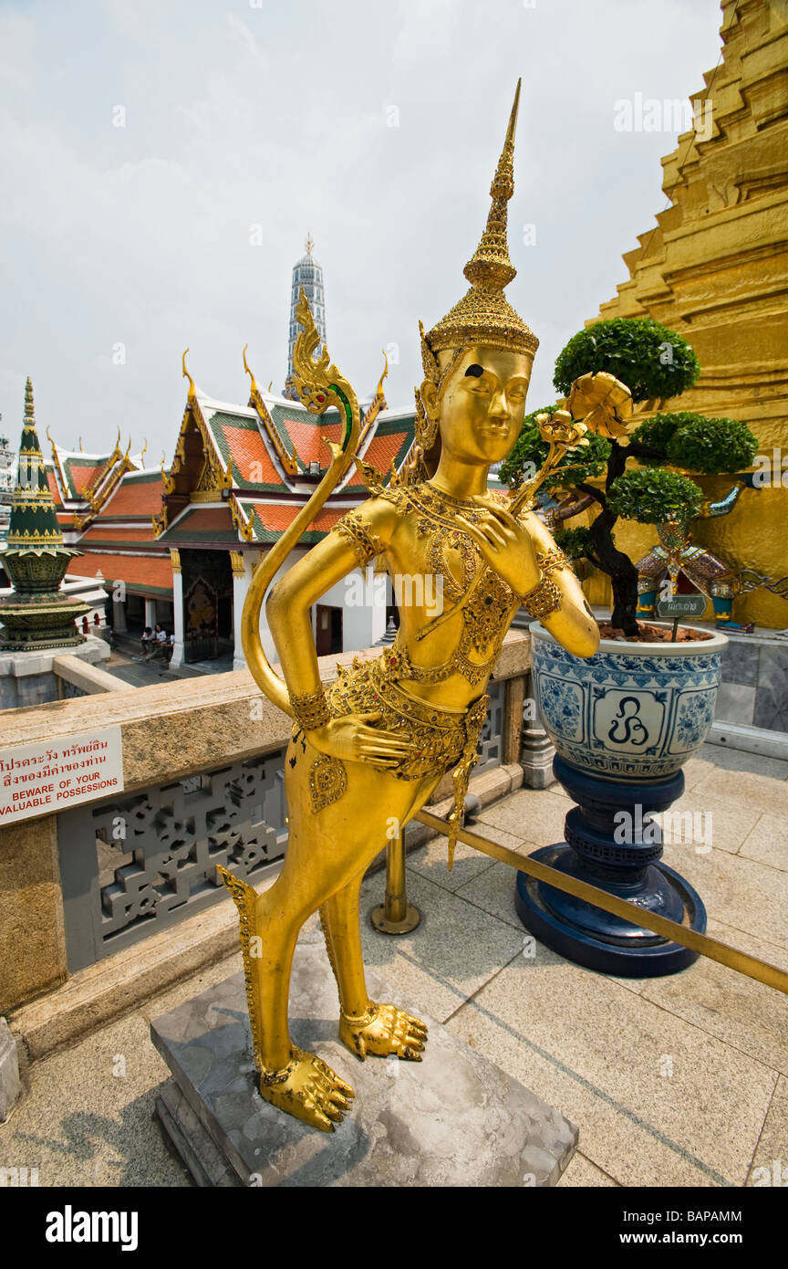 Gilded Kinnara a Mythological half human, half bird creature in Wat ...
