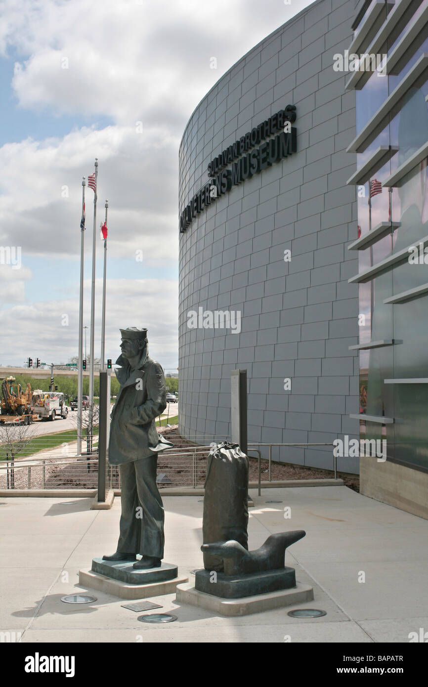 Bronze sculpture in front of Sullivan brothers Iowa Veterans Museum ...