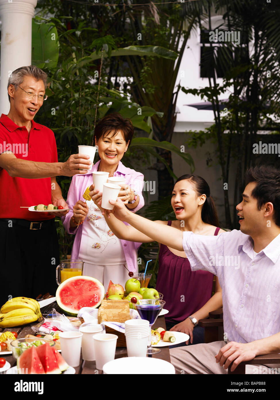 family having a celebration at garden Stock Photo - Alamy