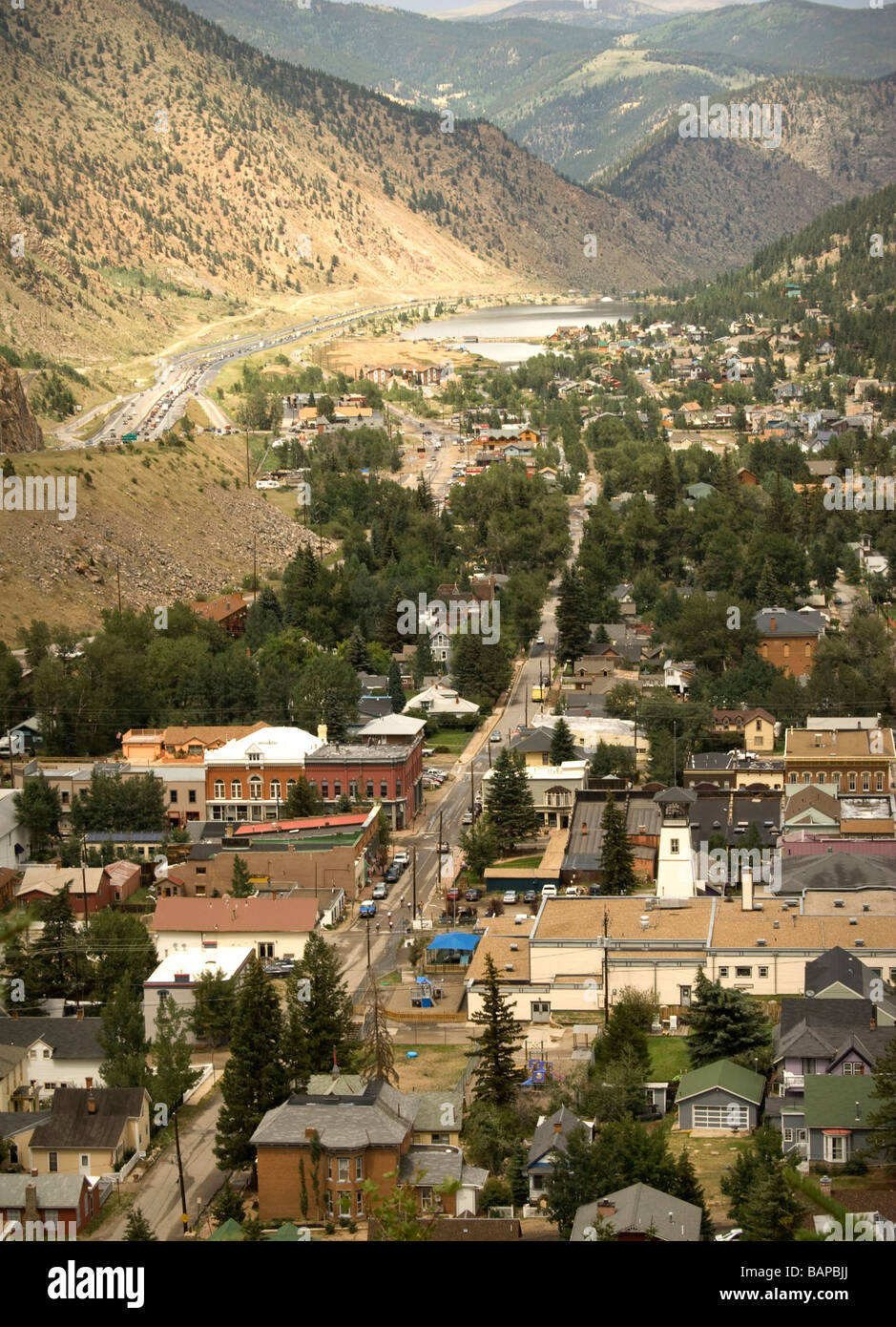 Summer aerial view of the historic mining town Georgetown, Colorado ...