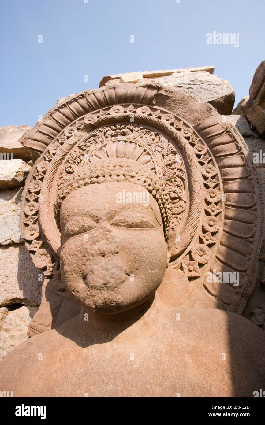 Close-up of a statue of Buddha, Sanchi, Bhopal, Madhya Pradesh, India ...