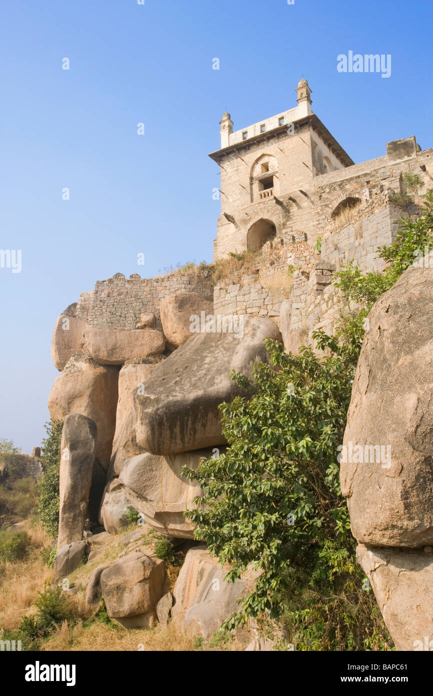 Low angle view of a fort, Golconda Fort, Hyderabad, Andhra Pradesh ...