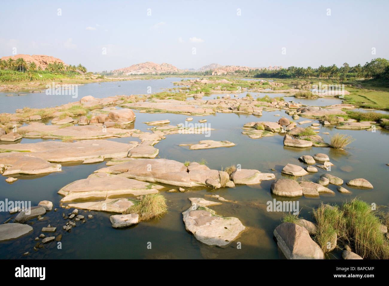 Rocks in a river, Tungabhadra River, Hampi, Karnataka, India Stock ...