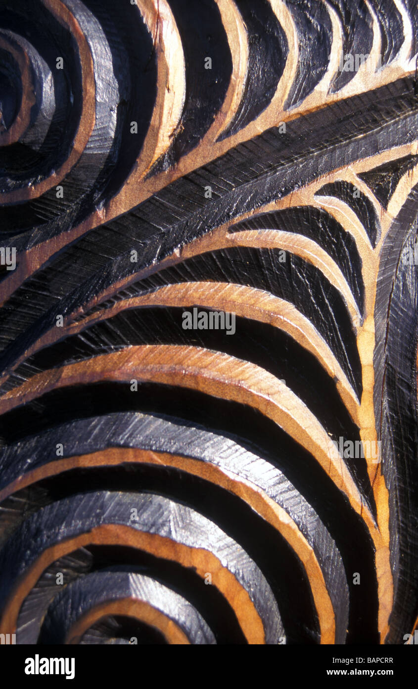 Polynesian Maori wood carving Waitakeries North Island New Zealand ...