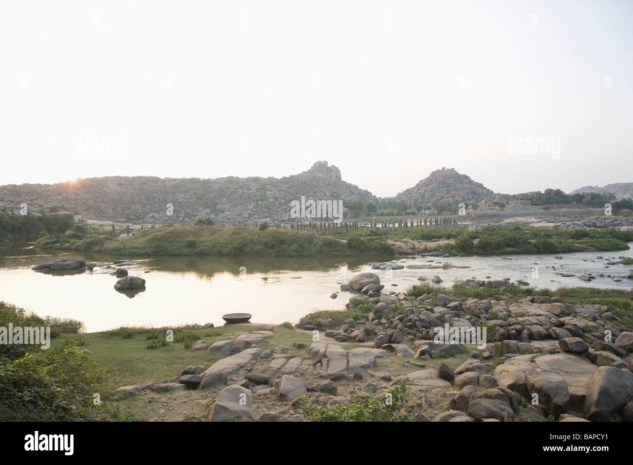 Rocks in a river, Tungabhadra River, Hampi, Karnataka, India Stock ...