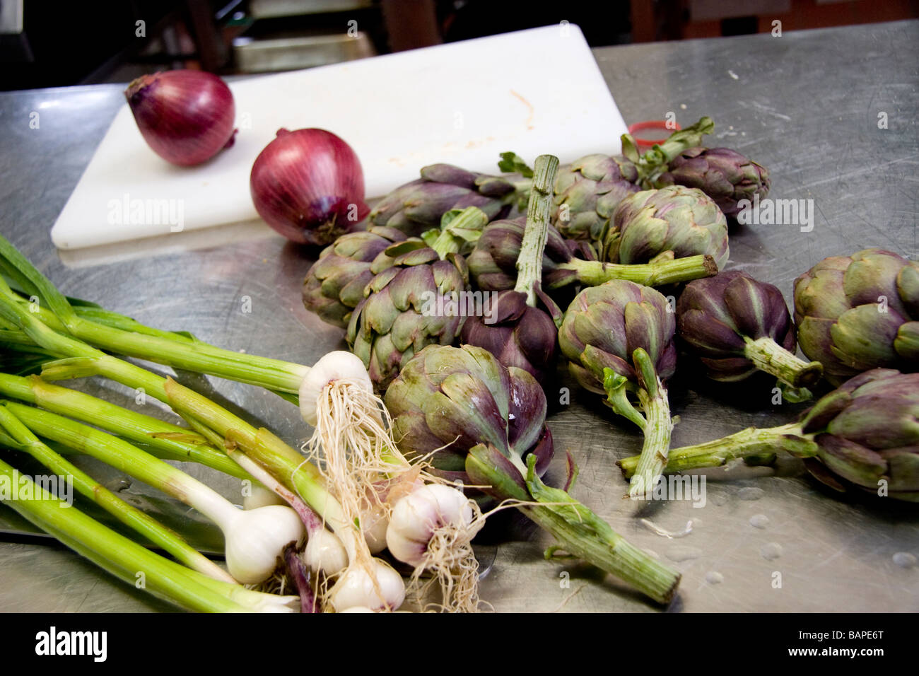 Vegetables on bench Stock Photo - Alamy