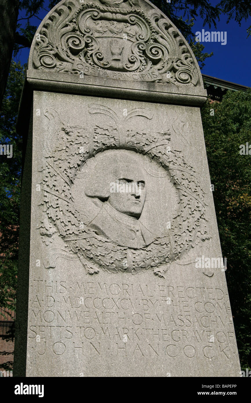 The John Hancock Memorial, Granary Burial Ground. Boston Stock Photo ...