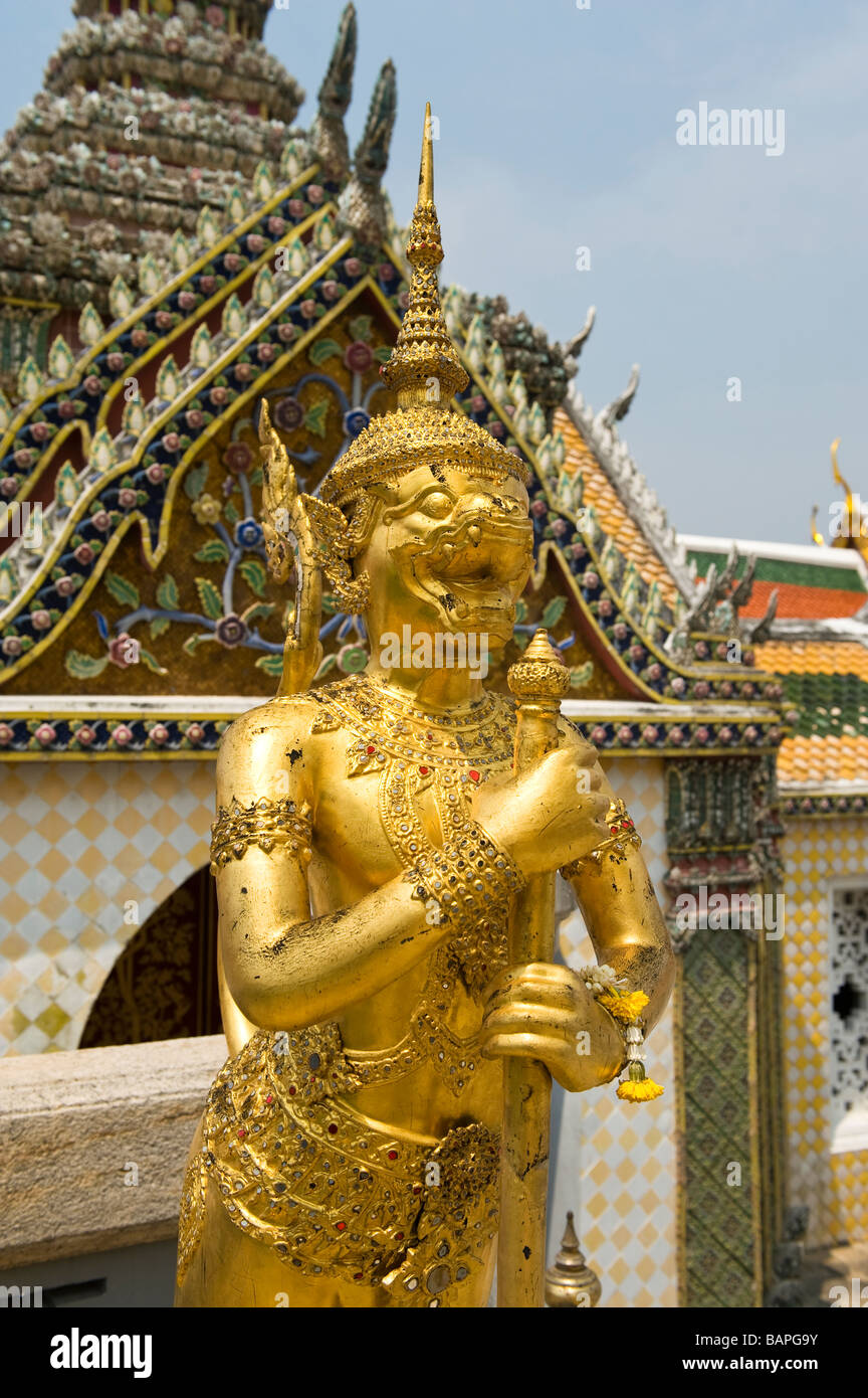 Gilded Kinnara a Mythological half human, half bird creature in Wat ...