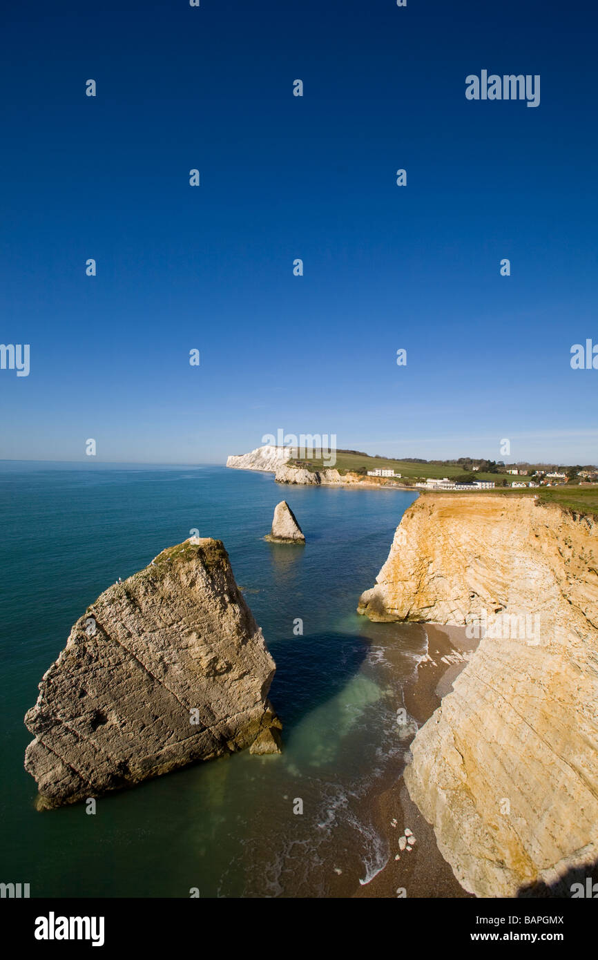 Sea Stacks Freshwater bay Isle of Wight England UK Stock Photo - Alamy