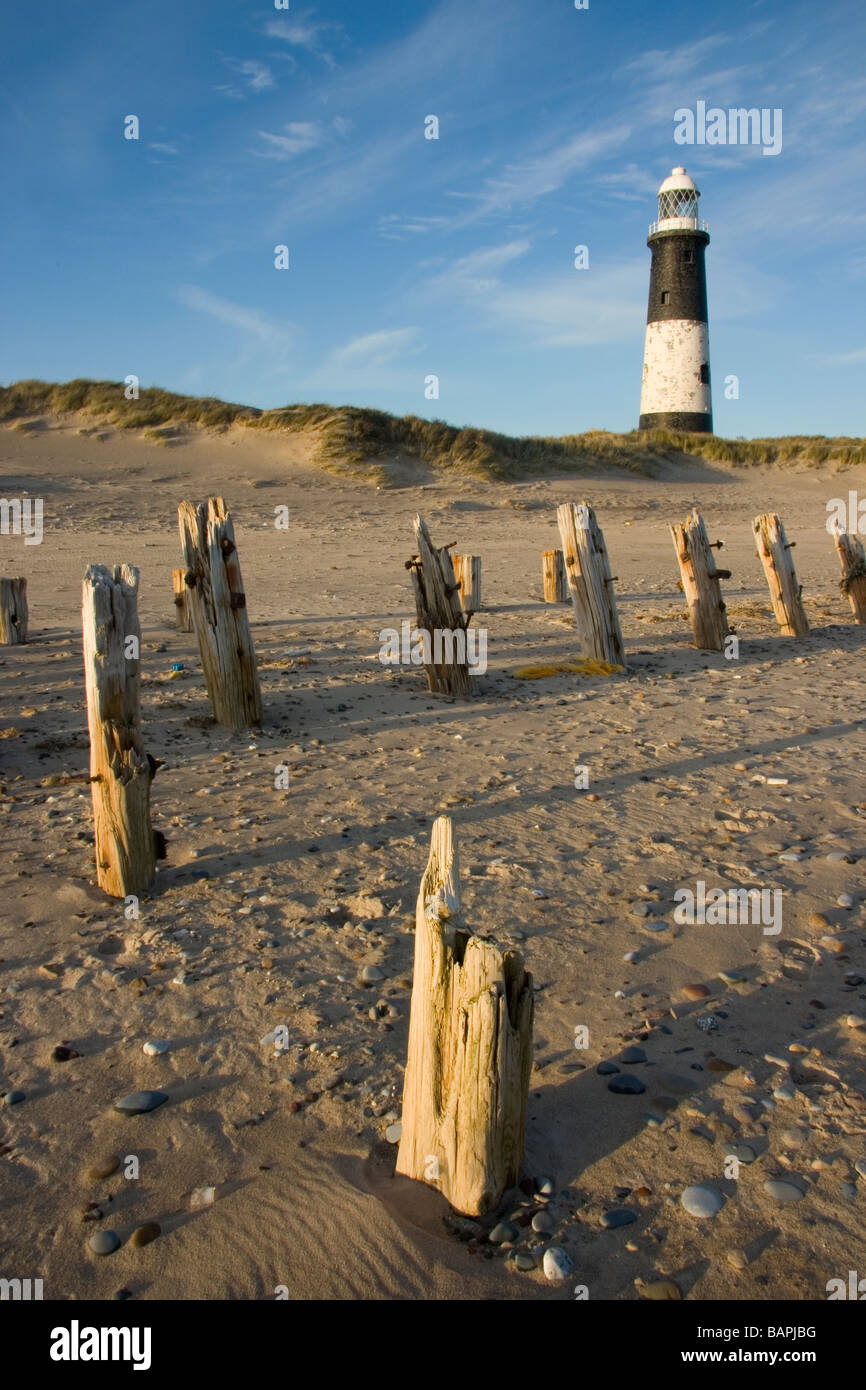 A view of the old lighthouse which stands on Spurn Point, a nature ...