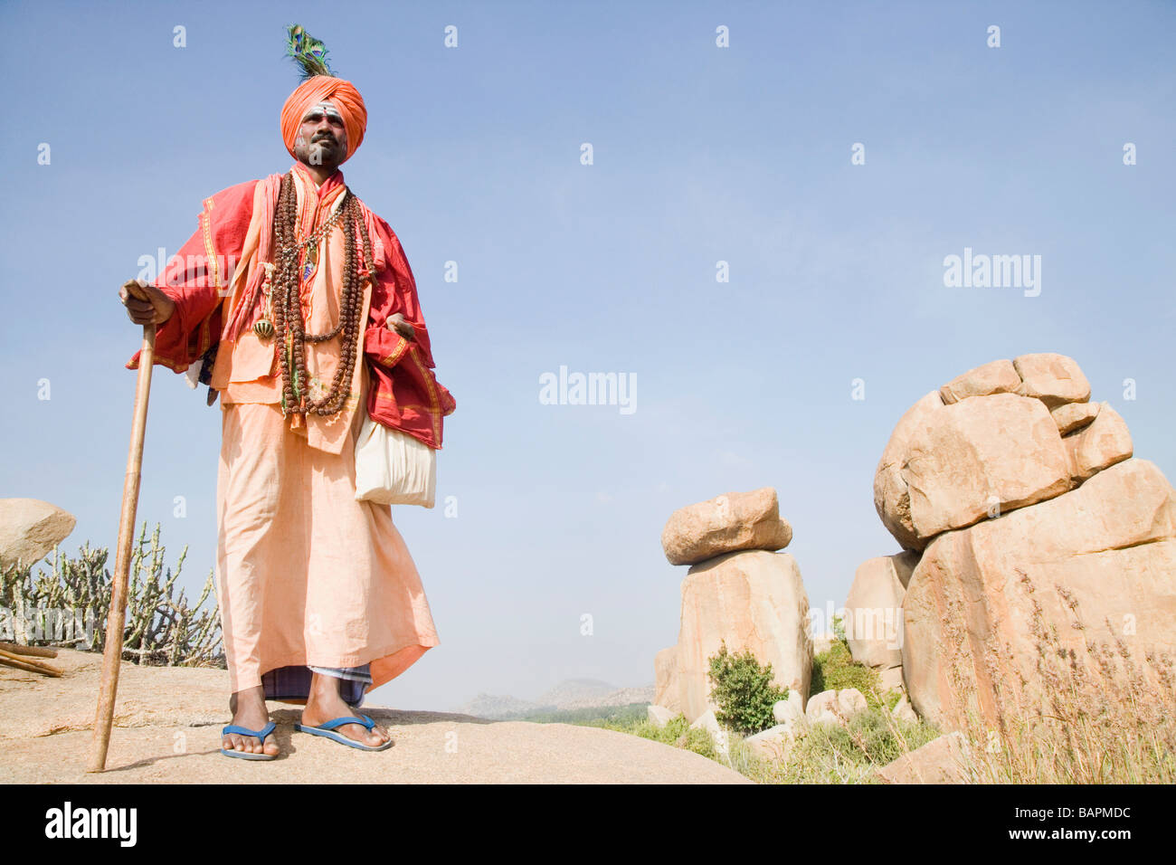Sadhu with a stick hi-res stock photography and images - Alamy