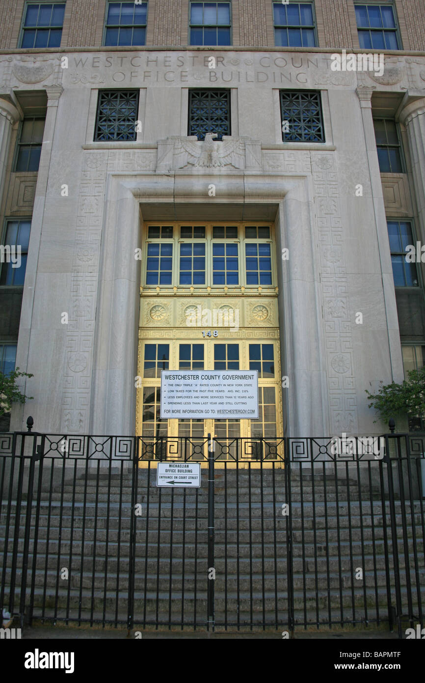 Front entrance of Westchester County Office Building in White Plains ...