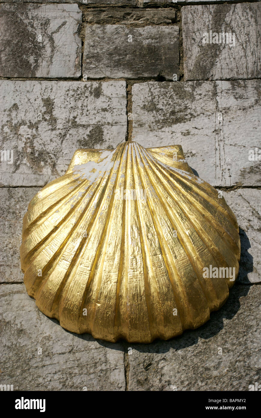 Saint James Pilgrim scallop shell symbol, Barbican, Plymouth, Devon, UK ...