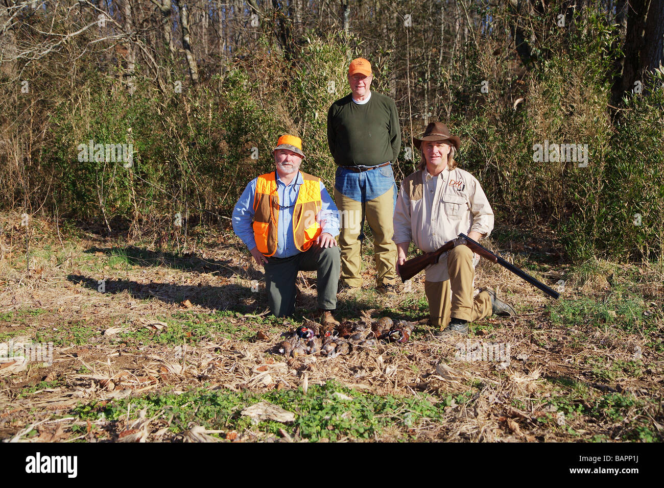 HUNTERS AND GUIDE POSE WITH DAYS HARVEST PHEASANT AND QUAIL GEORGIA ...