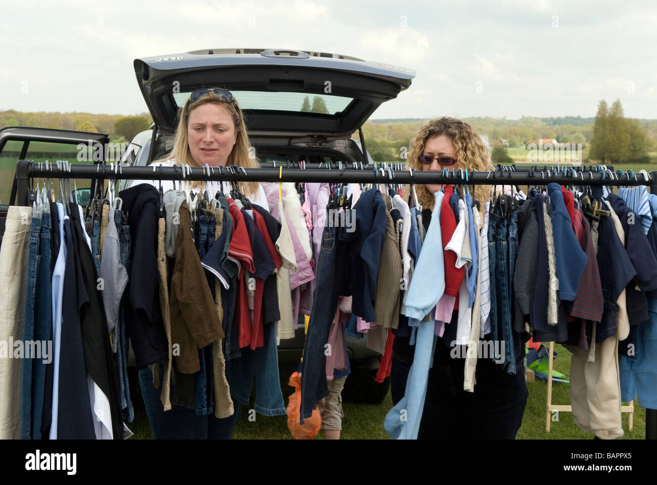 Car Boot Sale, Bordon, Hampshire UK Stock Photo - Alamy