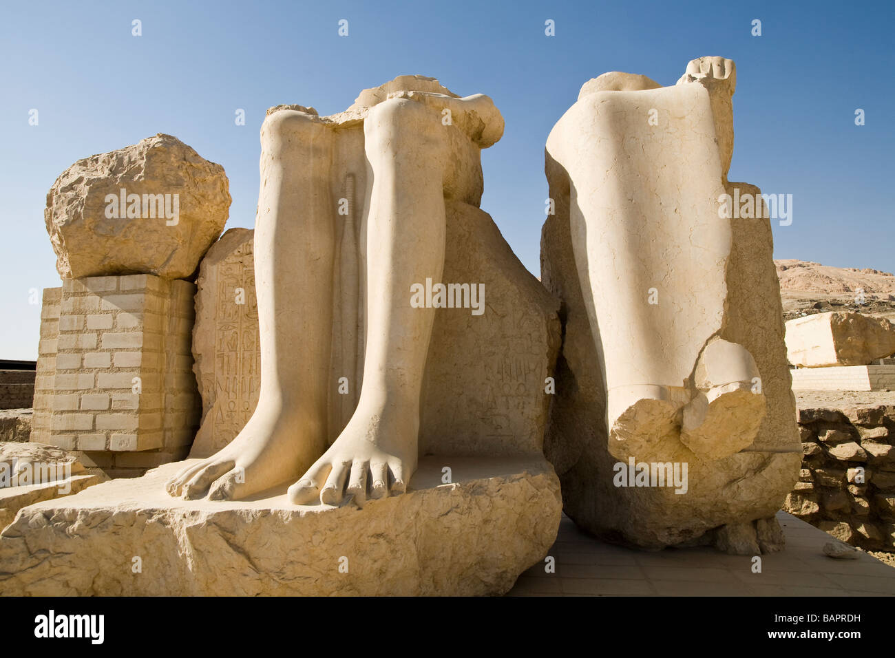 Broken statues in the open-air museum at the Mortuary Temple of ...